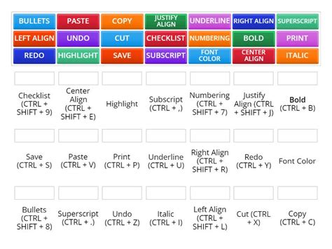Keyboard Shorcuts Match Up