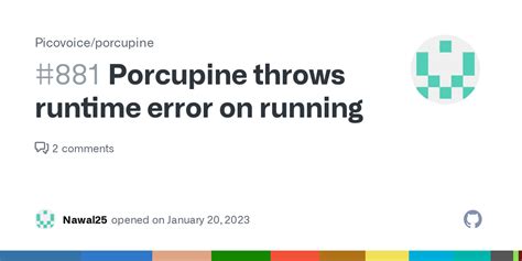 Porcupine Throws Runtime Error On Running · Issue 881 · Picovoice