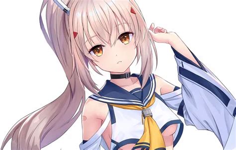 Обои girl sexy cleavage blouse pink hair long hair brown eyes boobs anime Ayanami