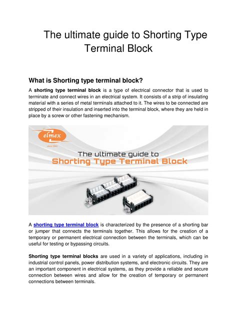 Ppt The Ultimate Guide To Shorting Type Terminal Block Powerpoint Presentation Id 11893425
