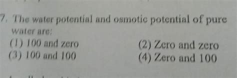 The Water Potential And Osmotic Potential Of Pure Water Are Filo