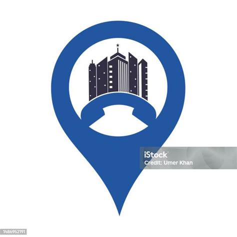 도시 호출 맵 핀 모양 개념 벡터 로고 디자인 템플릿입니다 건축에 대한 스톡 벡터 아트 및 기타 이미지 건축 고객 고객 서비스 담당자 Istock