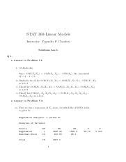 Assignment Solutions Pdf STAT Linear Models Instructor Yogendra P Chaubey
