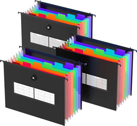 Plastic Expanding Hanging File Folders 7 Accordian Pockets Letter Size A4 For