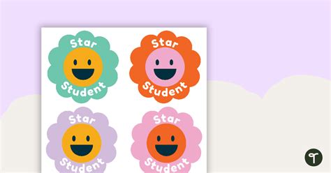 Groovy Flowers Star Student Badges Teach Starter