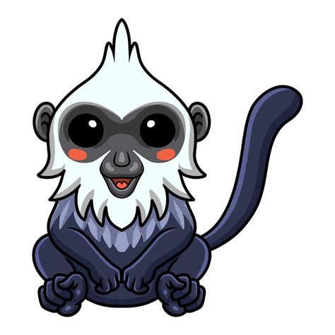 Cute White Headed Langur Cartoon Sitting 15380795 Vector Art At Vecteezy