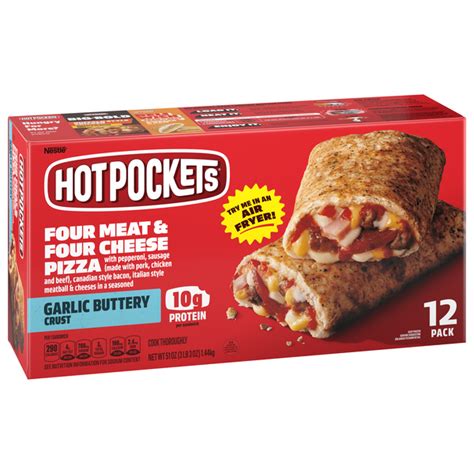 Hot Pockets Four Meat And Four Cheese Pizza Frozen Sandwiches 12ct Hy