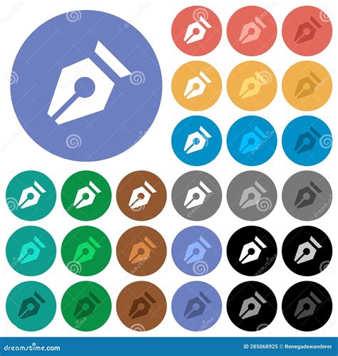 Nib Solid Round Flat Multi Colored Icons Stock Vector Illustration Of