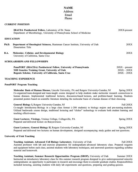 Page Postdoc Editable CV Template TempaHive
