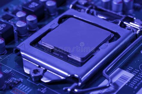 Close Up View Of A Computerâ€™s Central Processing Unit Cpu Mounted On A Motherboard Stock