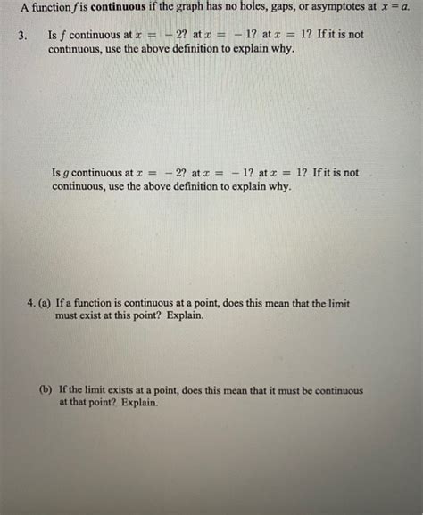Solved A Function Fis Continuous If The Graph Has No Holes