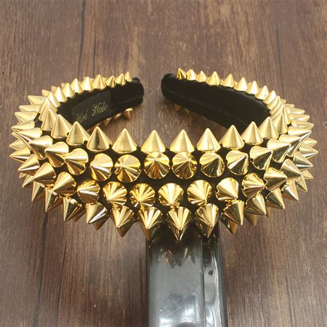 Badu Bg Луксозна индивидуална лента за глава Нова барокова мода Нитове Гъба Преувеличен обръч за