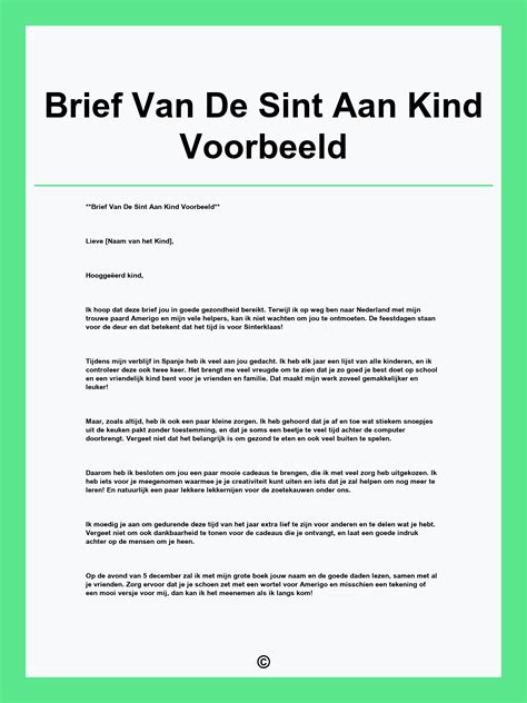 Brief Van De Sint Aan Kind Voorbeeld