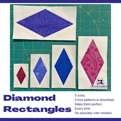 Free Printable Diamond Rectangle Quilt Block Patterns 5 Sizes