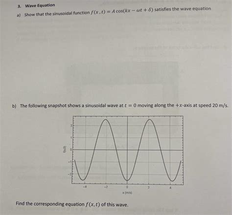 Wave Equation A Show That The Sinusoidal Function Chegg