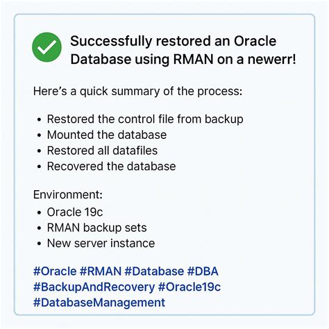 Oracle Rman Database Dba Backupandrecovery Oracle19c Databasemanagement Kutub Uddin