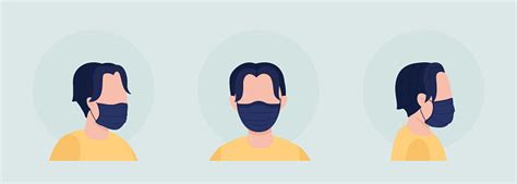 직물 블랙 마스크 세미 플랫 컬러 벡터 캐릭터 아바타 세트 착용 2차 도형에 대한 스톡 벡터 아트 및 기타 이미지 2차 도형 가공의 인물 개체 그룹 Istock