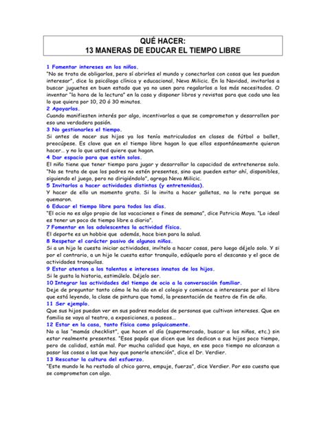 Maneras De Hacer En El Tiempo Libre
