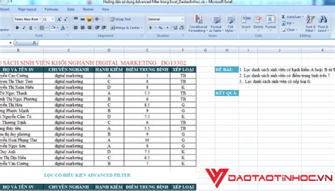Hướng Dẫn Sử Dụng Advanced Filter Trong Excel để Lọc Dữ Liệu