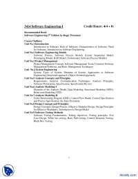 Course Outline Software Engineering Handout Docsity