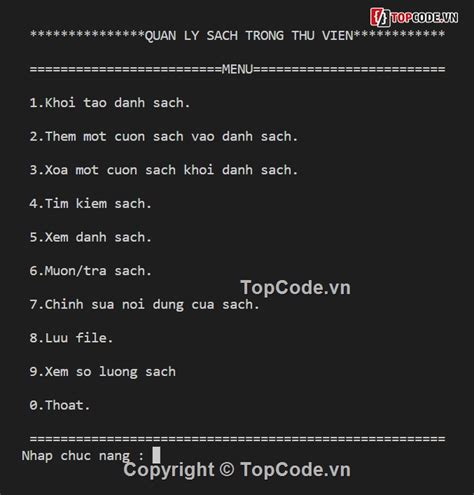 Full Code Phần Mềm Quản Lý Thư Viện Bằng C