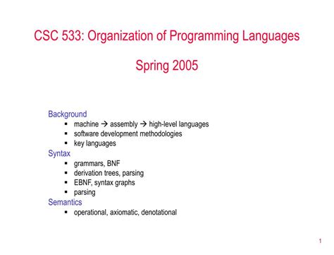 ppt csc 533 organization of programming languages spring 2005 powerpoint presentation id 614721