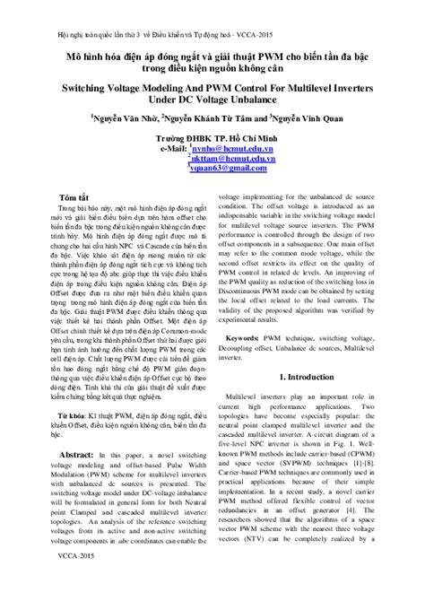 Pdf Pwm Control For Unbalanced Multilevel Inverters