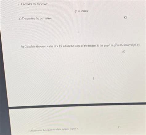 solved 2 consider the function y 2sinx a determine the
