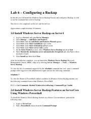 Lab6 Win Pdf Lab 6 Configuring A Backup In This Lab You Will Install The Windows Server