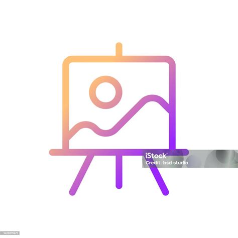 아트 클래스 픽셀 완벽한 그라디언트 선형 Ui 아이콘을위한 이젤 스탠드 개념에 대한 스톡 벡터 아트 및 기타 이미지 개념