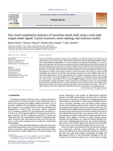 Pdf Four Novel Coordination Polymers Of Transition Metals Built Using