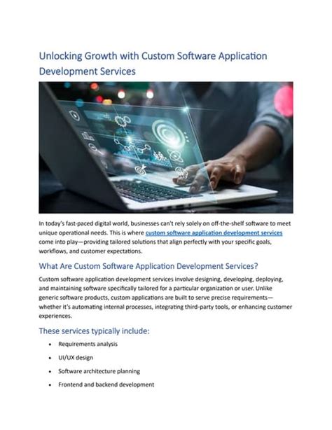 Unlocking Growth With Custom Software Application Development Services Pdf