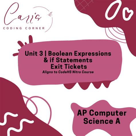 Ap Computer Science A Unit 3 Boolean Expressions And If Statements Exit