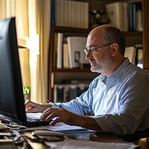 a journal editor reviewing manuscripts and making edits on a computer screen premium ai