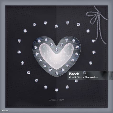 벡터에서 해피 세인트 발렌타인 데이 인사말 휴일 카드에 대한 실버 하트 어두운 배경 위에 14 2 월 발렌타인 데이 인사말 카드 템플릿다이아몬드와 검은 럭셔리 하트 공휴일에