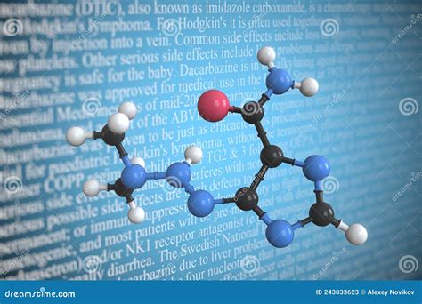 Dacarbazine Scientific Molecular Model 3d Rendering Stock Illustration
