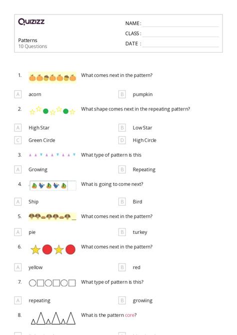 50 Shape Patterns Worksheets For 1st Class On Quizizz Free And Printable 50 Shape Patterns Worksheets For 1st Class On Quizizz Free And Printable