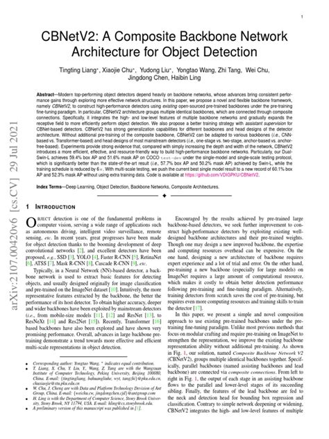 Cbnetv2 A Composite Backbone Network Architecture For Object Detection Pdf Deep Learning