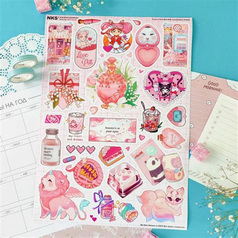 Набор наклеек Розовый микс из виниловых стикеров А4 купить с доставкой по выгодным ценам в