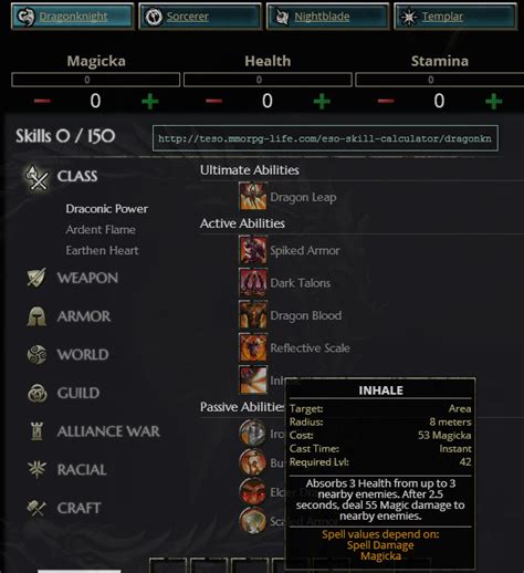 Updated ESO Skill Calculator To Data ESO Life