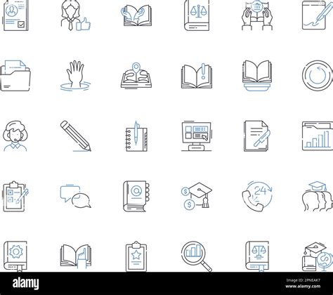 Virtual Education Line Icons Collection Online Digital Remote