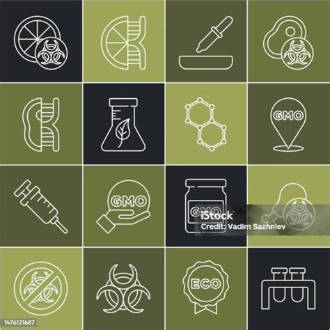 세트 라인 테스트 튜브 및 플라스크 Gmo 연구 닭고기 Gmo 피펫 유전자 변형 고기 주황색 및 화학 공식 아이콘 벡터 0명에 대한 스톡 벡터 아트 및 기타 이미지 Istock
