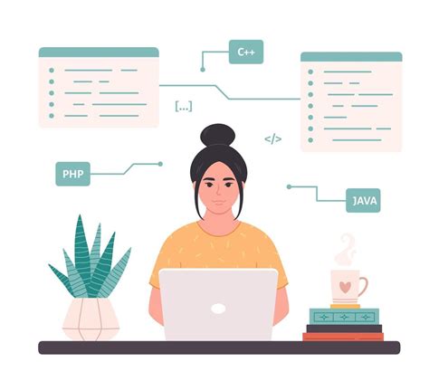 Woman Programmer Vector Art Icons And Graphics For Free Download