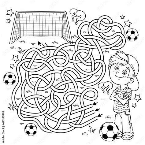 Maze Or Labyrinth Game Puzzle Tangled Road Coloring Page Outline Of