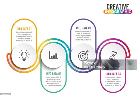Four Steps Infographics Can Illustrate A Strategy Workflow Or Team Work Stock Illustration