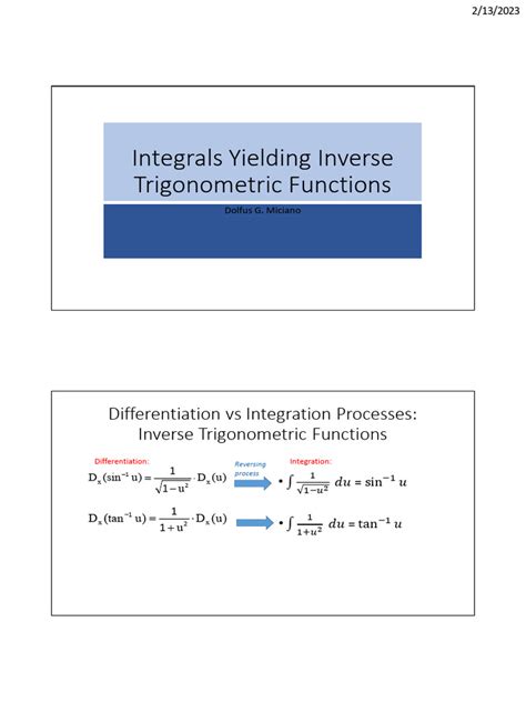 Inv Trigo Function Integration Download Free Pdf Trigonometric