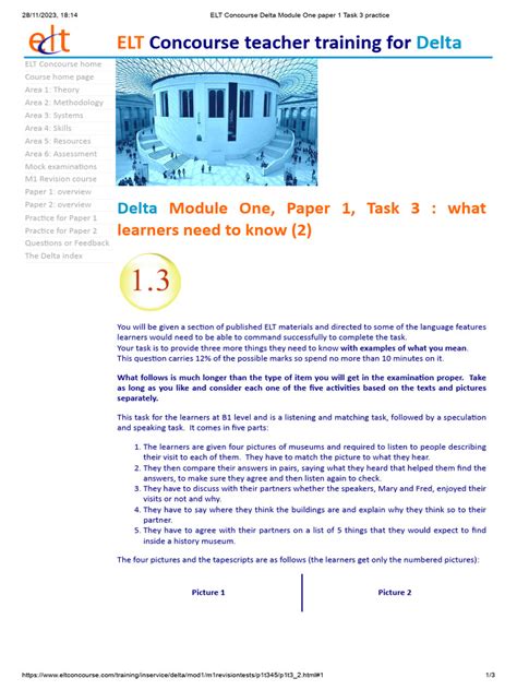 Elt Concourse Delta Module One Paper 1 Task 3 Practice 2 Pdf Human