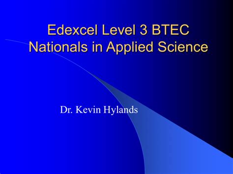 Edexcel Level 3 Btec Nationals In Applied Science