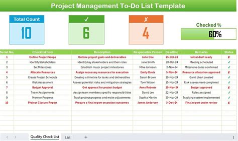 Project Management To Do List In Excel Next Gen Templates