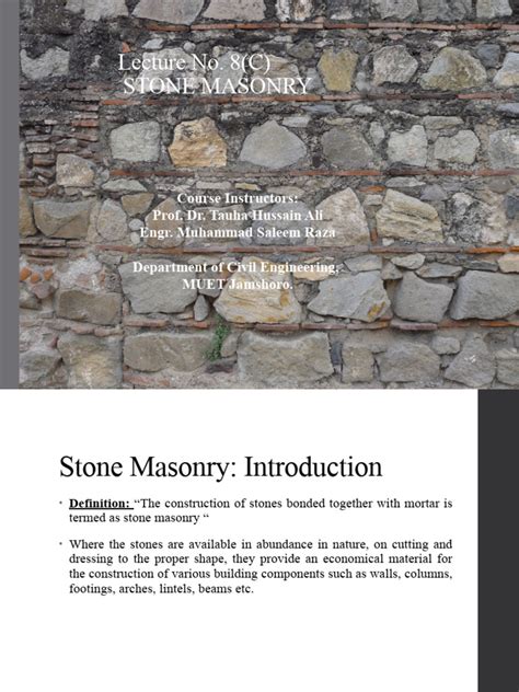 Lecture No 8 C Stone Masonry Pdf Masonry Architectural Elements